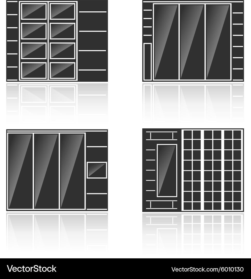Set of black silhouettes cupboards Royalty Free Vector Image