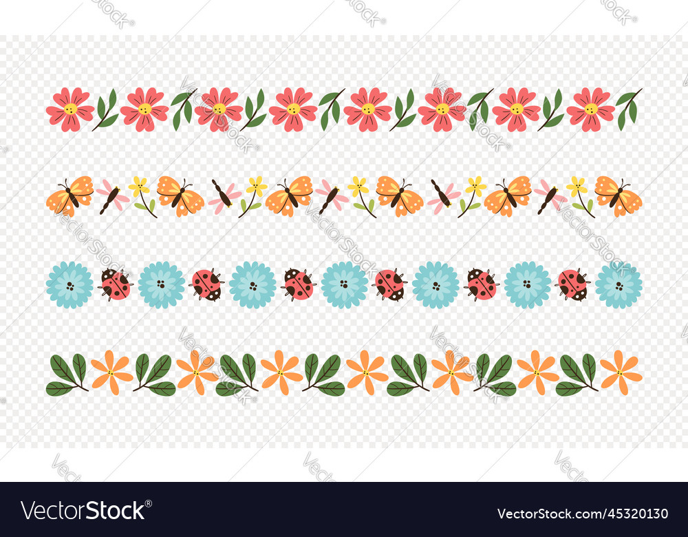 Spring decorative borders Royalty Free Vector Image
