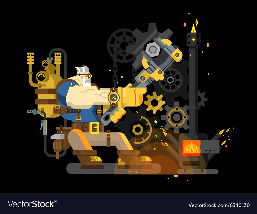 Steam engineer working Royalty Free Vector Image