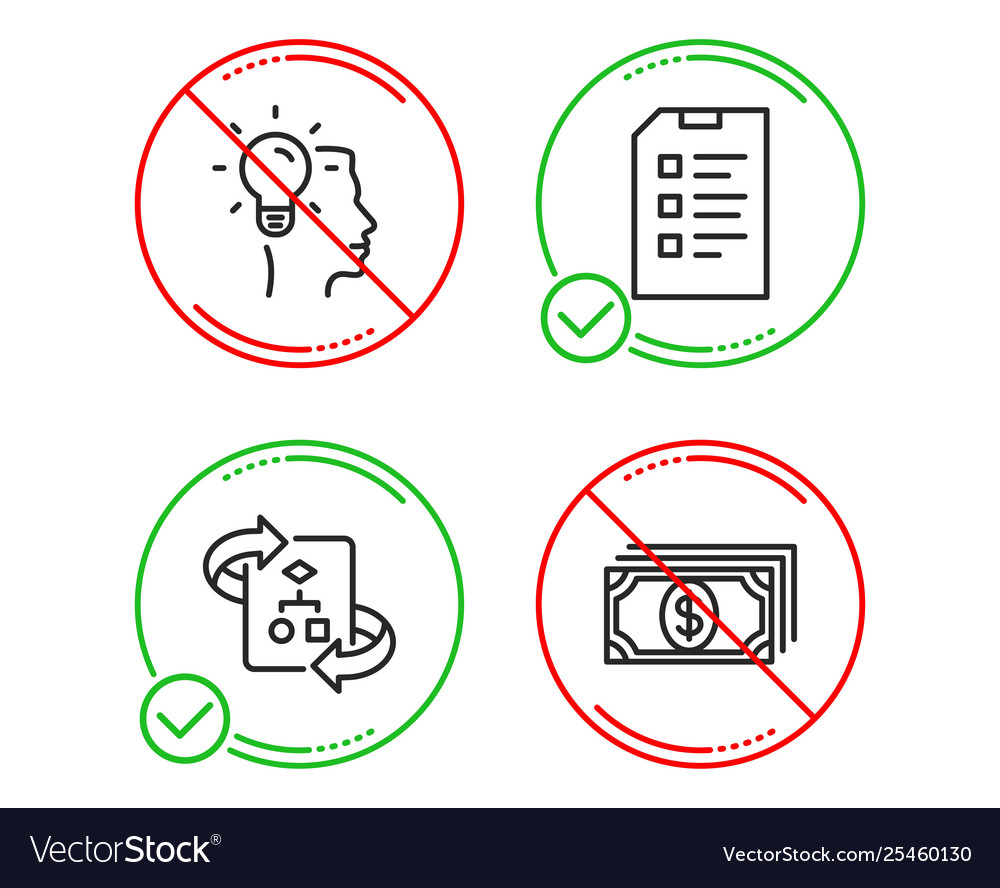 Technical Algorithm Idea And Checklist Icons Set Vector Image
