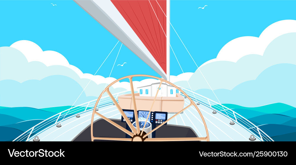 Top view sail boat on water Royalty Free Vector Image
