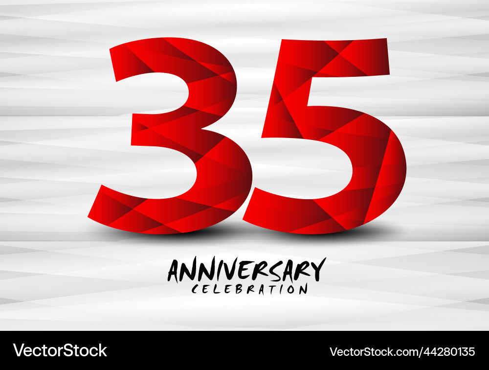 35 year anniversary celebration logo red polygon Vector Image