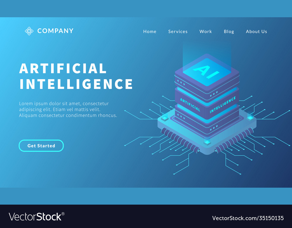 Artificial intelligence database with computer Vector Image