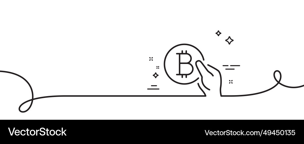 Bitcoin pay line icon cryptocurrency coin sign Vector Image