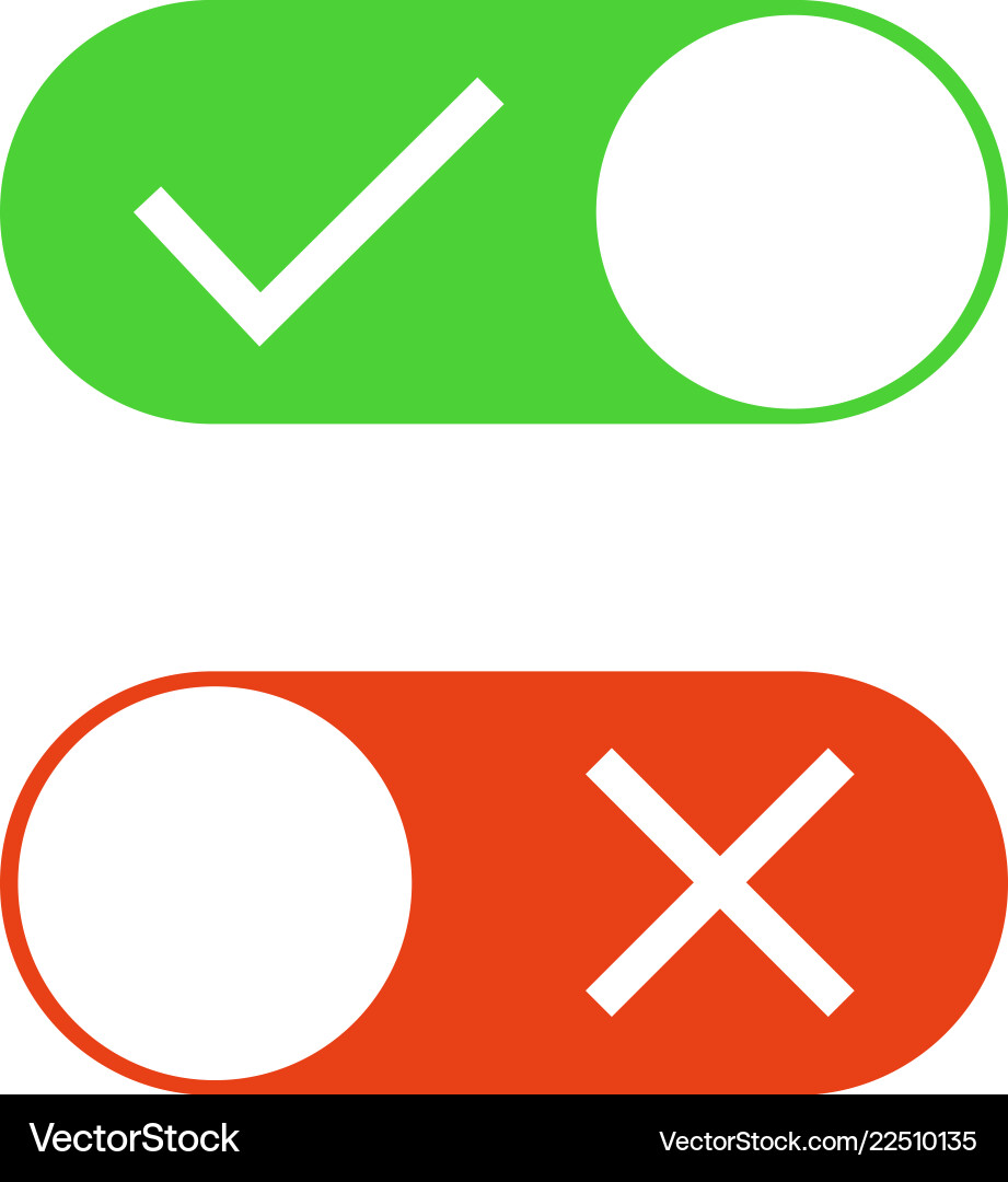 Check mark buttons check mark and x mark on and Vector Image