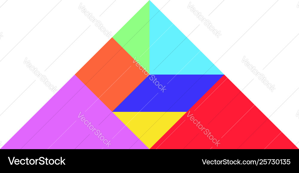 Color tangram puzzle in triangle shape on white Vector Image