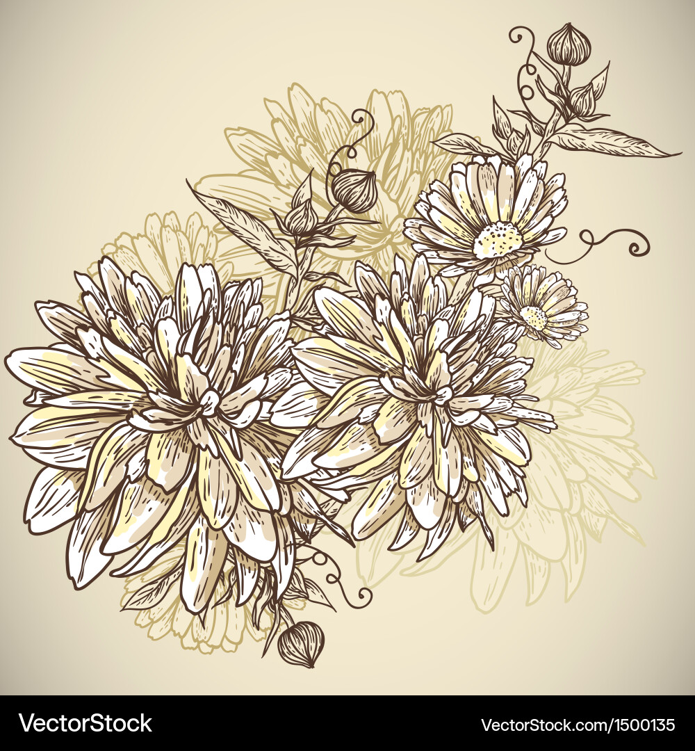 Floral background with blooming flowers Royalty Free Vector