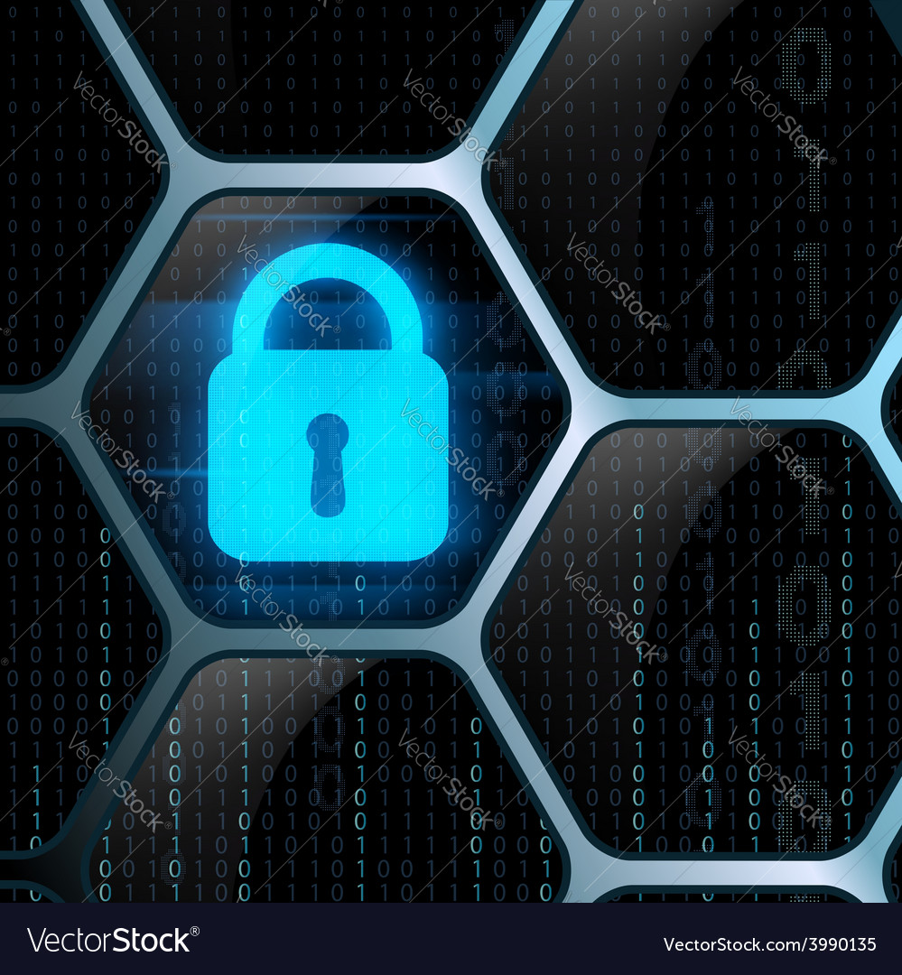 Glowing lock security system Royalty Free Vector Image
