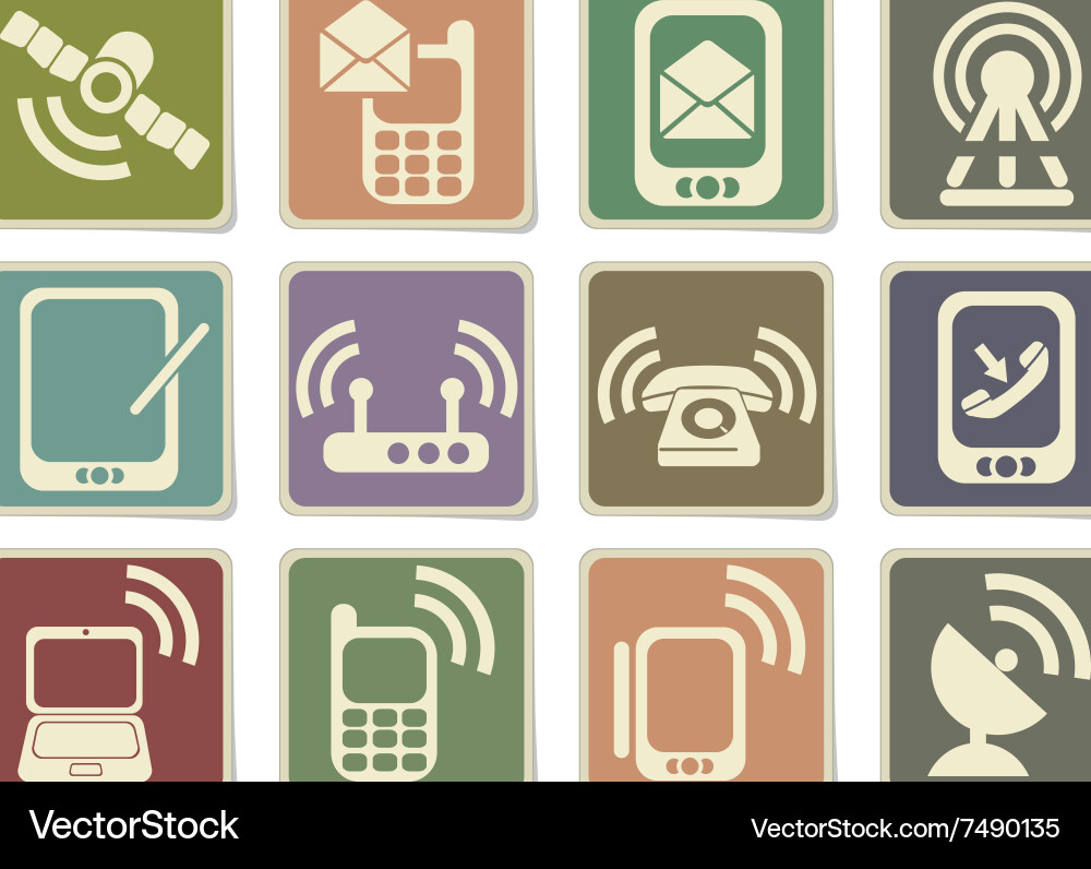Mobile icons set Royalty Free Vector Image - VectorStock