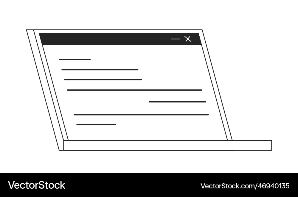 Open laptop with website page flat line black Vector Image