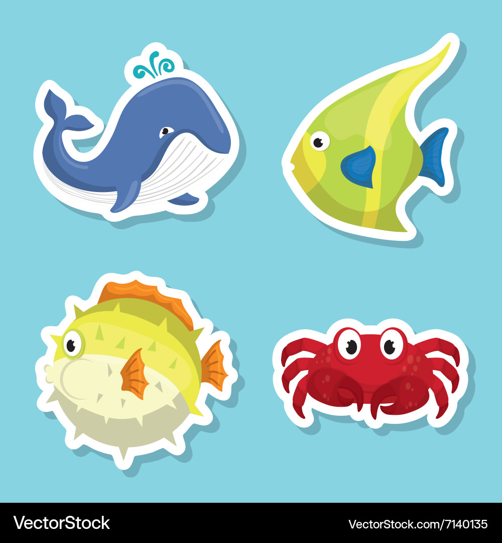 Sea fauna cartoon Royalty Free Vector Image - VectorStock