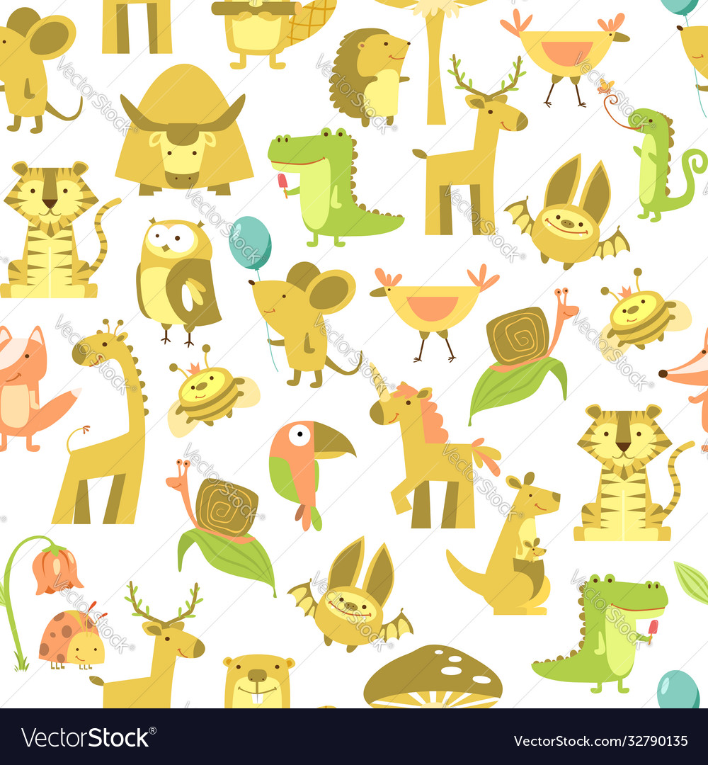 Seamless pattern animals Royalty Free Vector Image