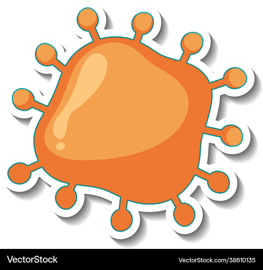 Sticker design with coronavirus or virus sign Vector Image
