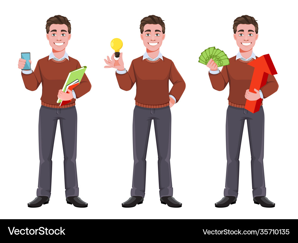 Successful business man manager character design Vector Image
