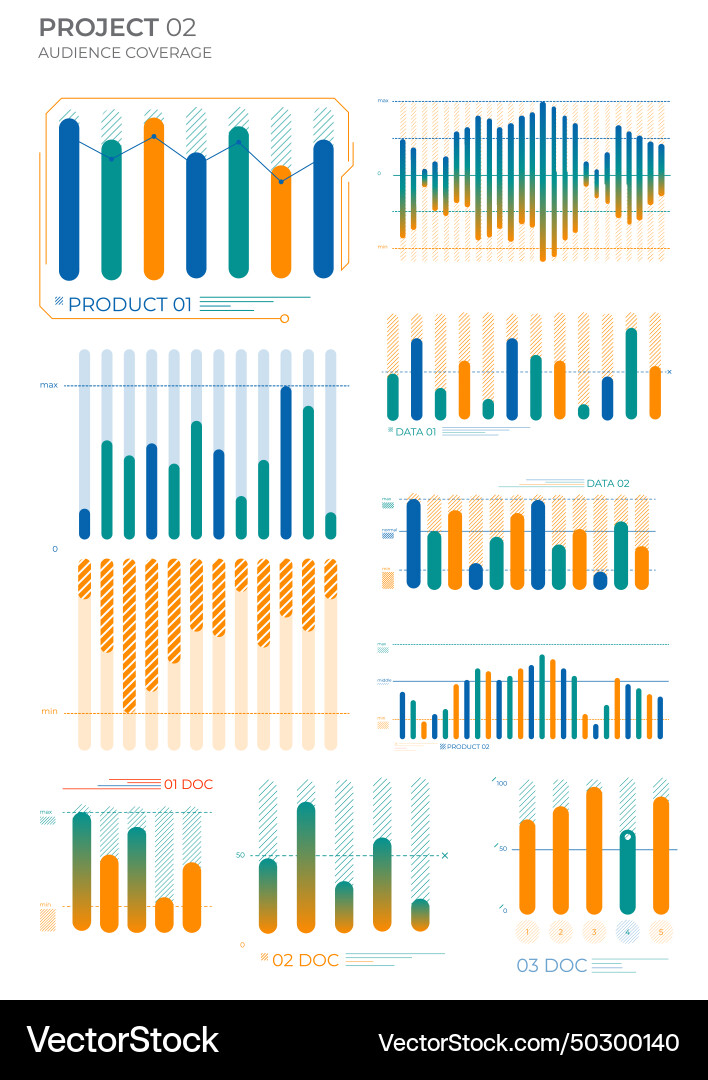 Business elements charts in color Royalty Free Vector Image