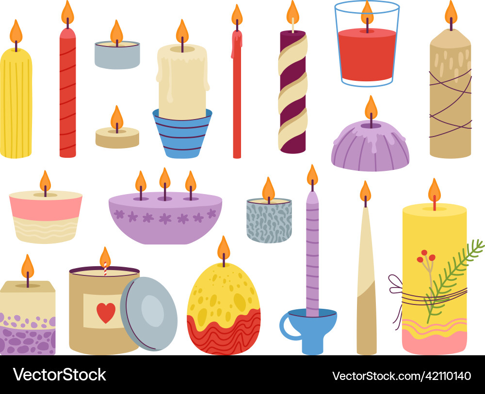 Candles set craft candle with details romantic Vector Image