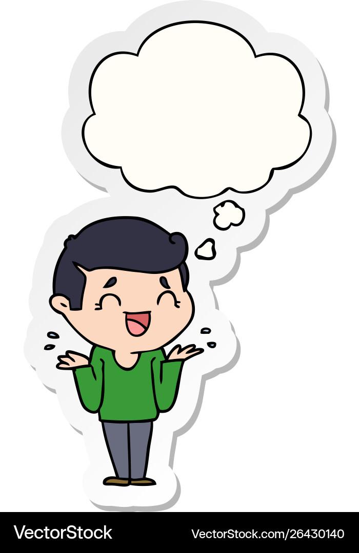Cartoon laughing confused man and thought bubble Vector Image