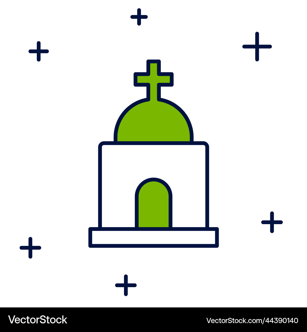 Filled outline old crypt icon isolated on white Vector Image