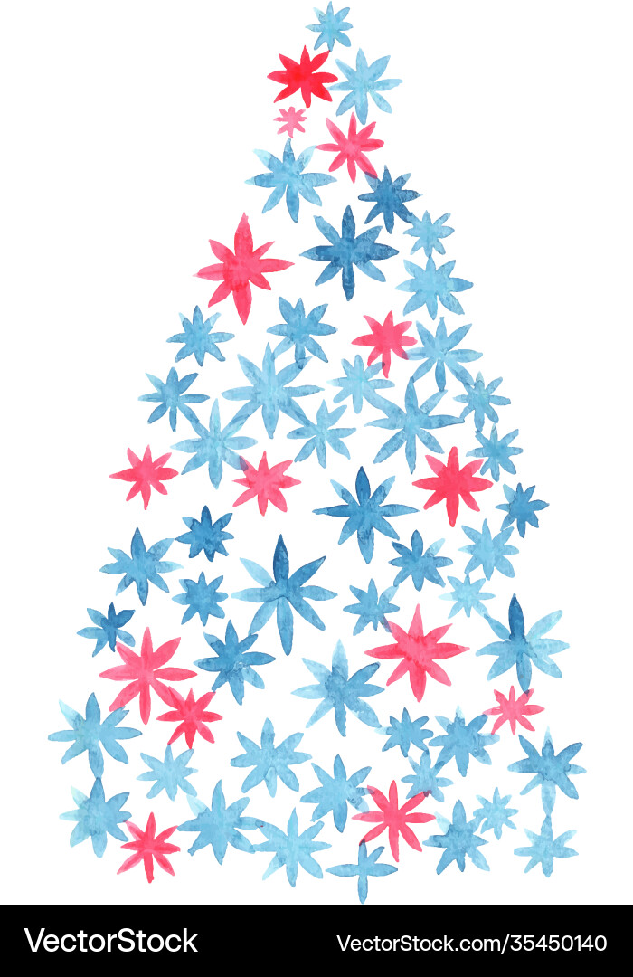 Green and red star flower christmas tree Vector Image