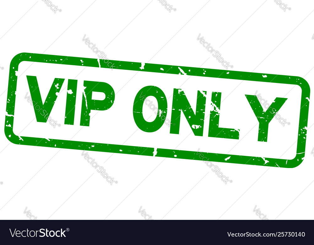 Grunge green vip only wording square rubber seal Vector Image