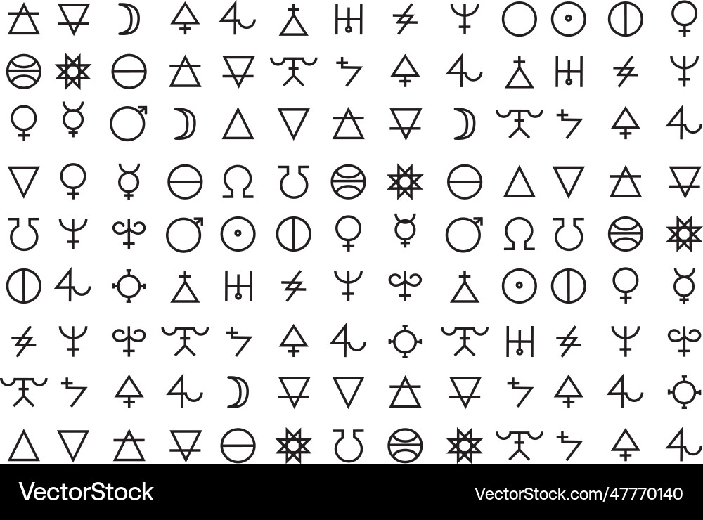 Line of the alchemy symbol pattern background Vector Image