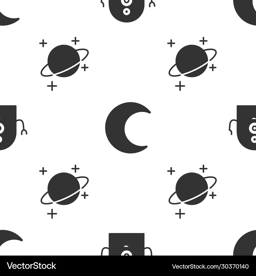 Set alien moon and stars planet on seamless Vector Image