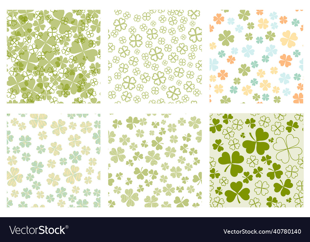Set of abstract seamless pattern with green Vector Image