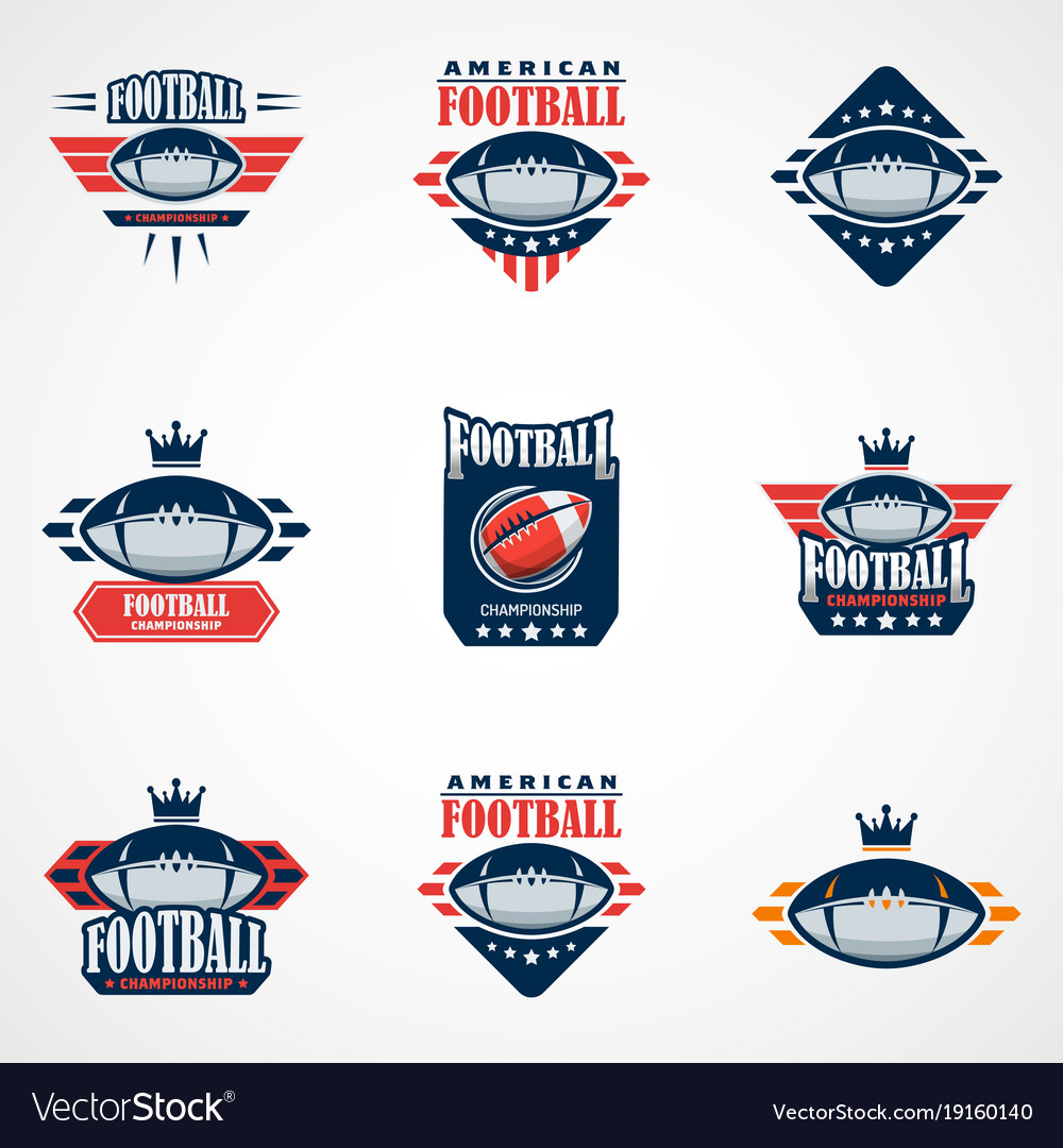 Set Of american Football Logo Template College Vector Image