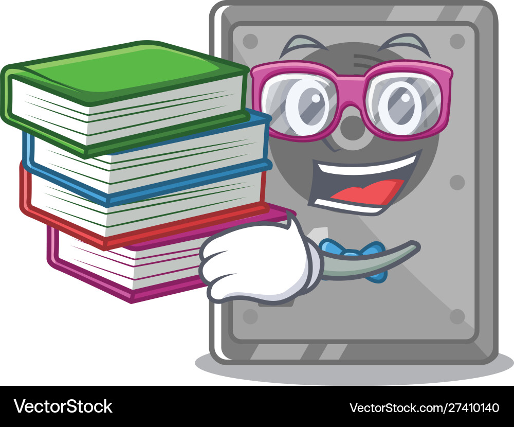 Student with book internal hard drive cartoon Vector Image