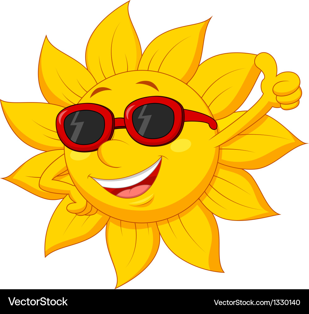 Sun cartoon character with thumb up Royalty Free Vector