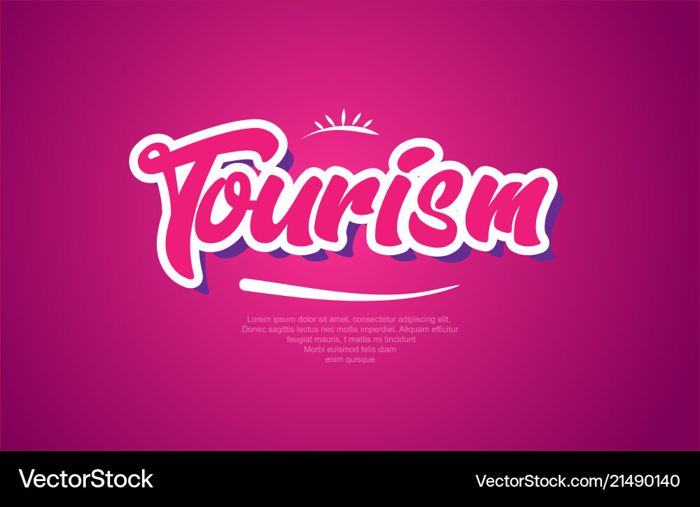 Tourism word text typography pink design icon Vector Image