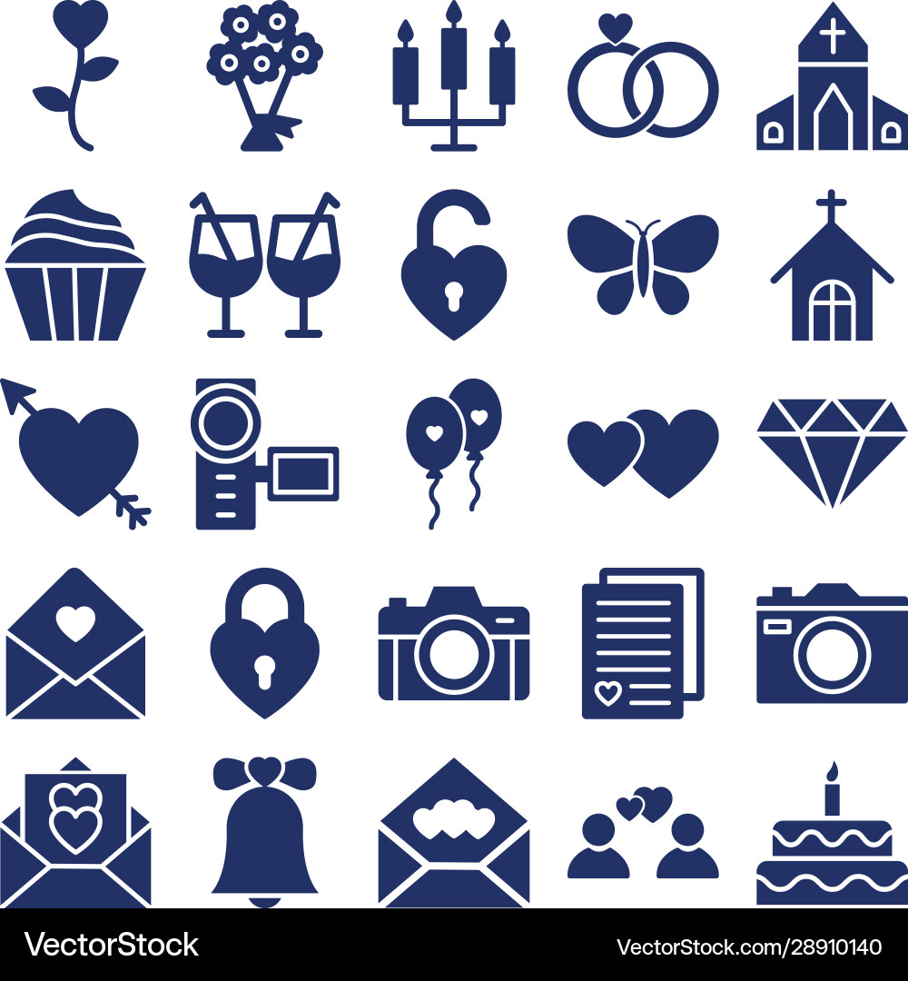 Valentine day isolated icons set every sin Vector Image