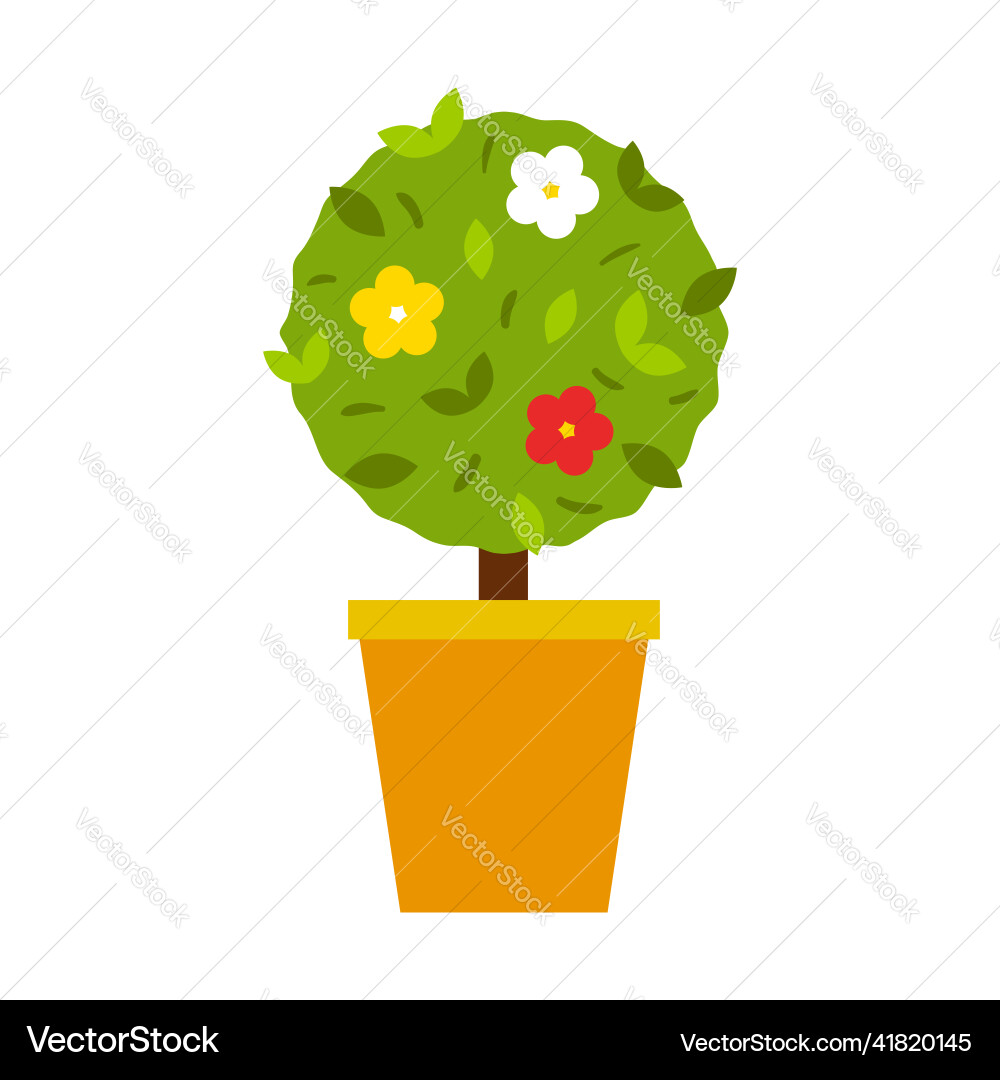 A simple round tree bush with flowers in flower Vector Image
