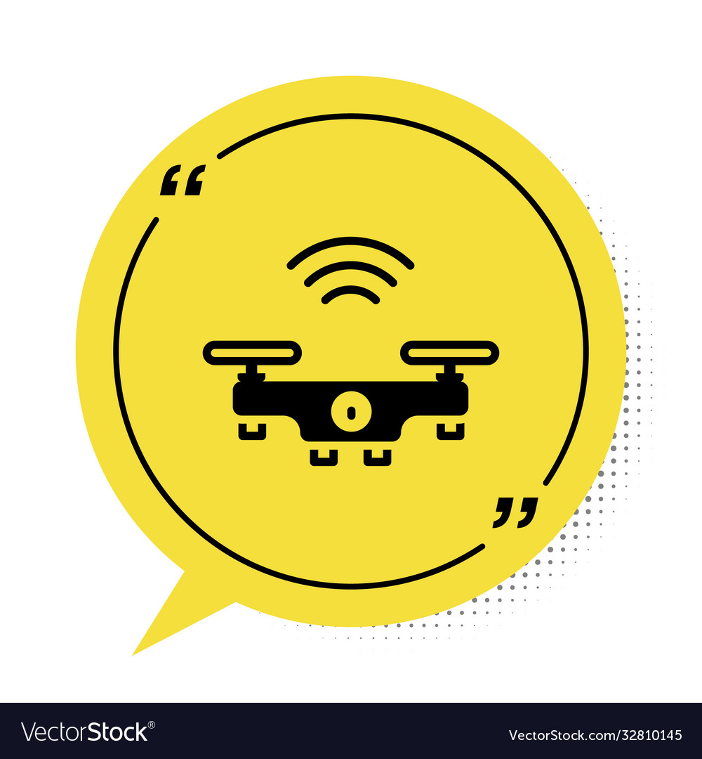 Black smart drone system icon isolated on white Vector Image Black smart drone system icon isolated on white Vector Image