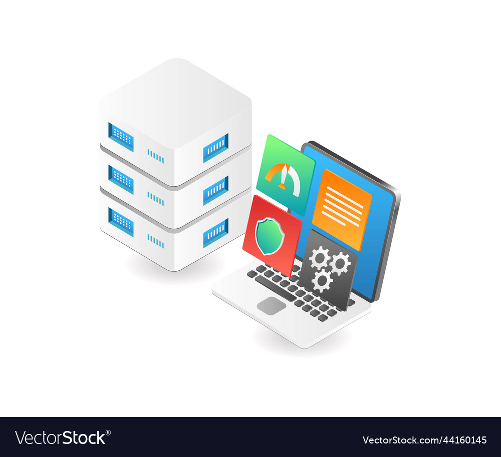 Computer analysis server hosting Royalty Free Vector Image