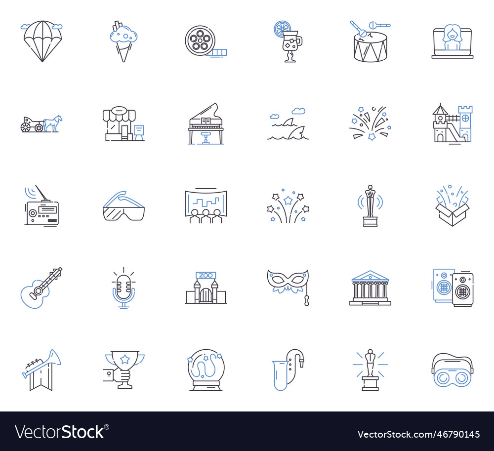 Content Marketing Line Icons Collection Strategy Vector Image