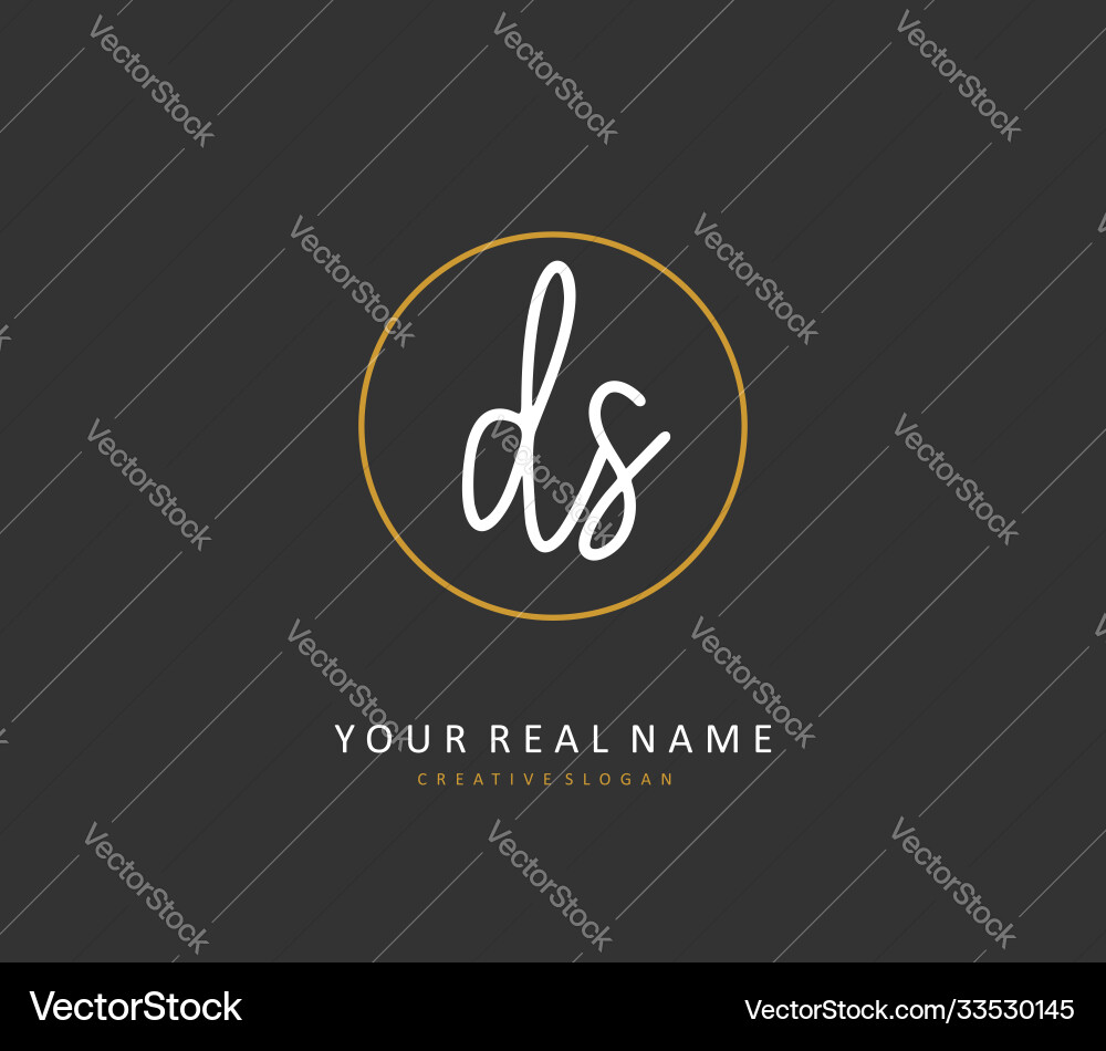 D s ds initial letter handwriting and signature Vector Image