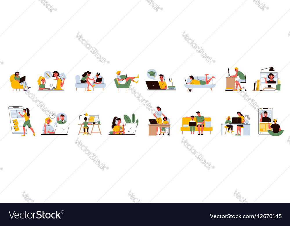 Distance learning icons collection Royalty Free Vector Image