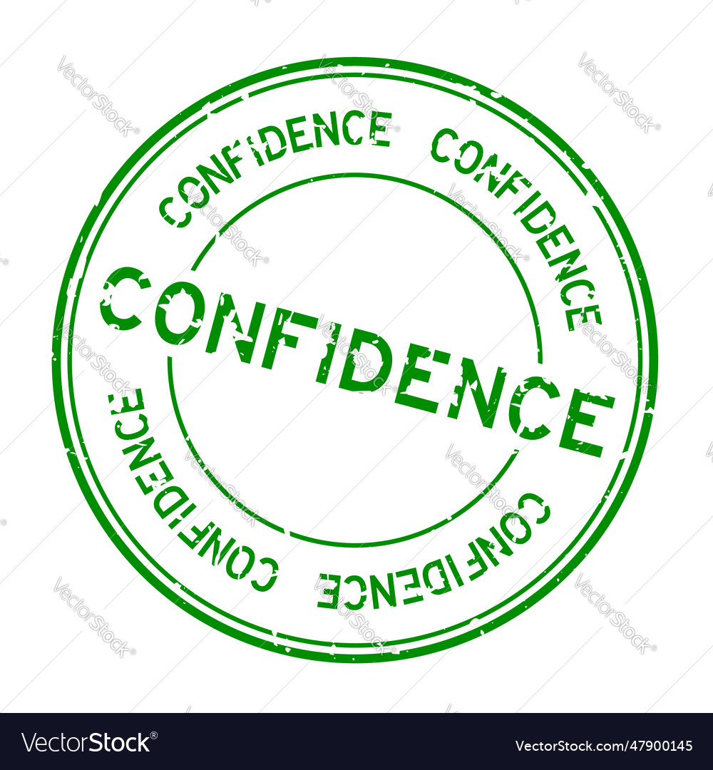 Grunge green confidence word round rubber seal Vector Image