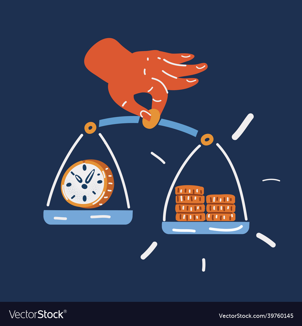 Hand hold clock and stack Royalty Free Vector Image