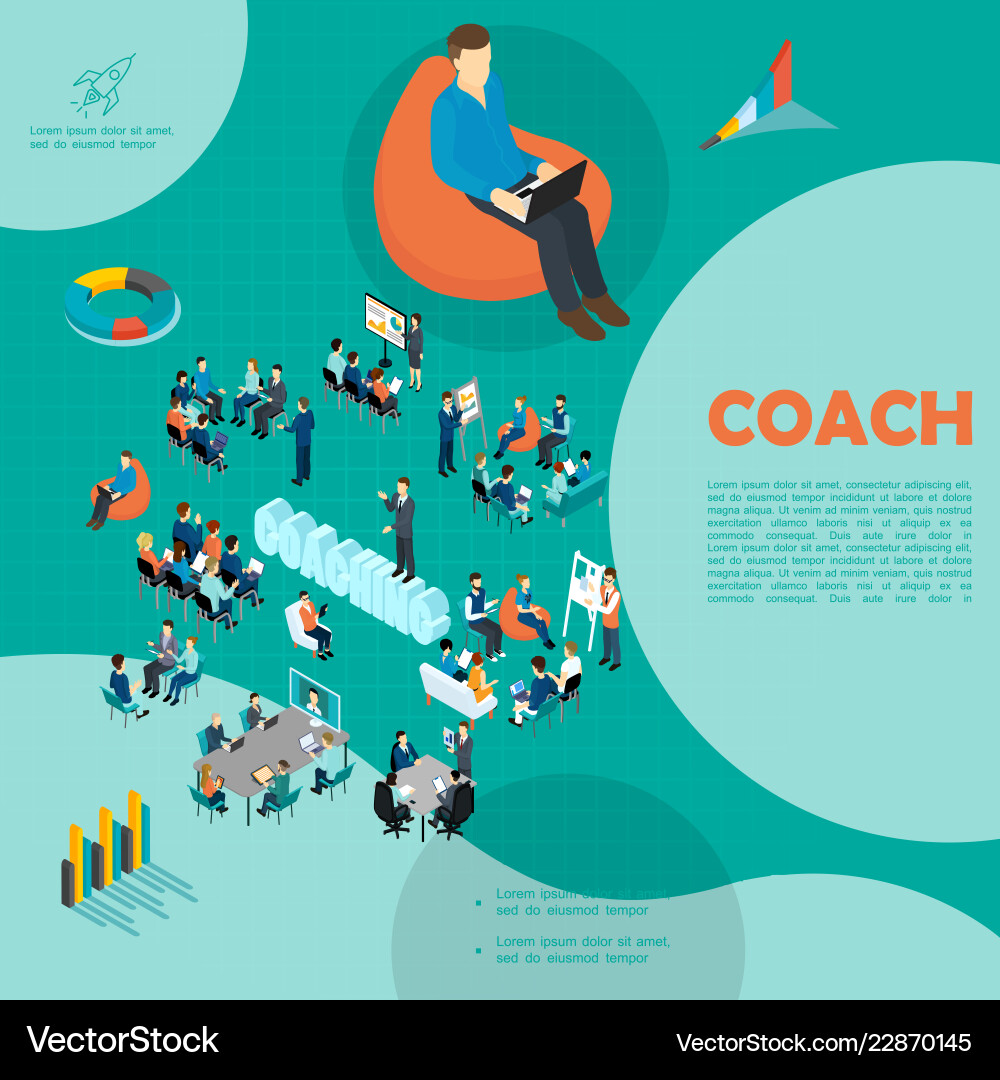 Isometric personnel business coaching template Vector Image