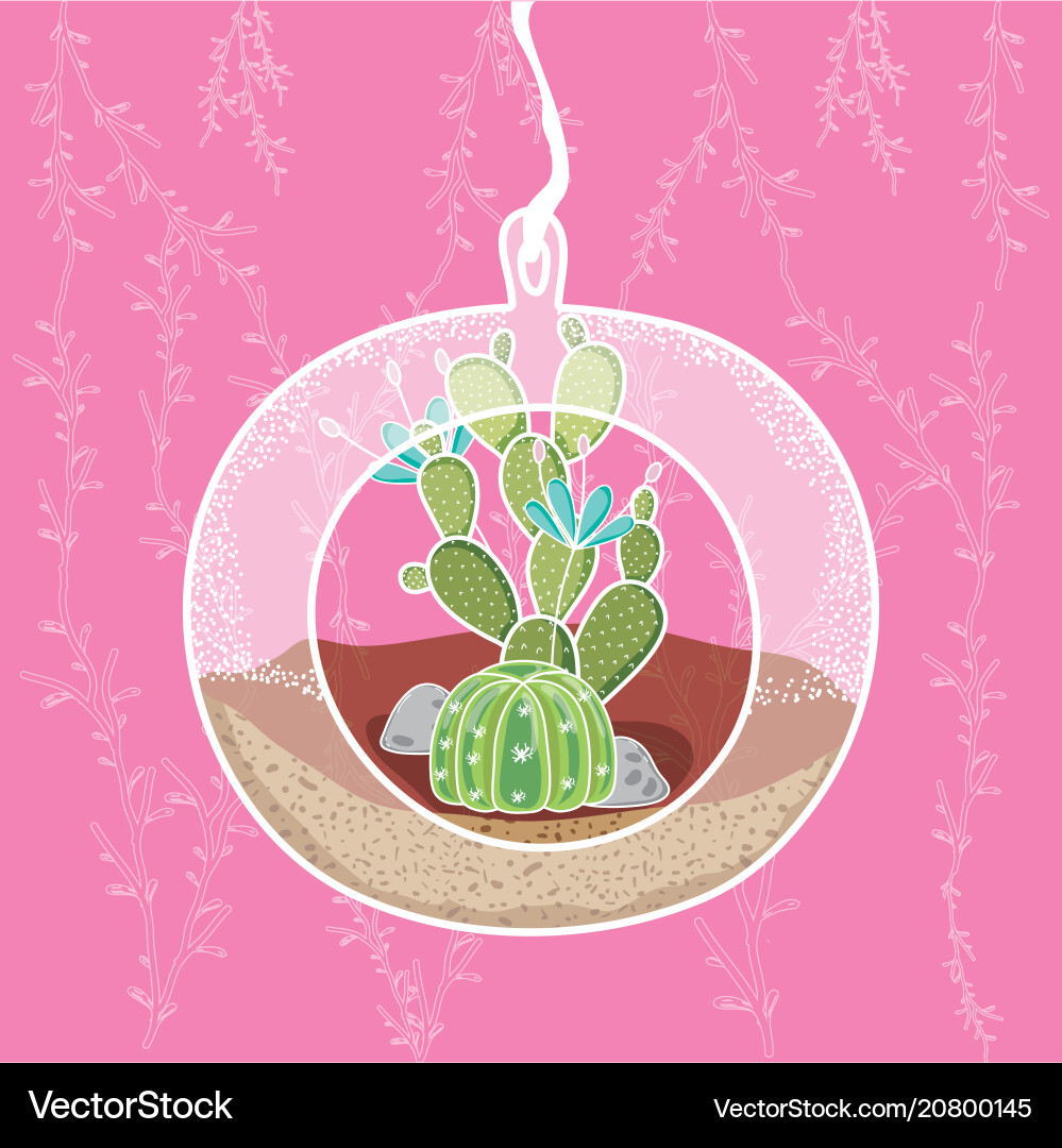 Mini garden in crystal glass Royalty Free Vector Image