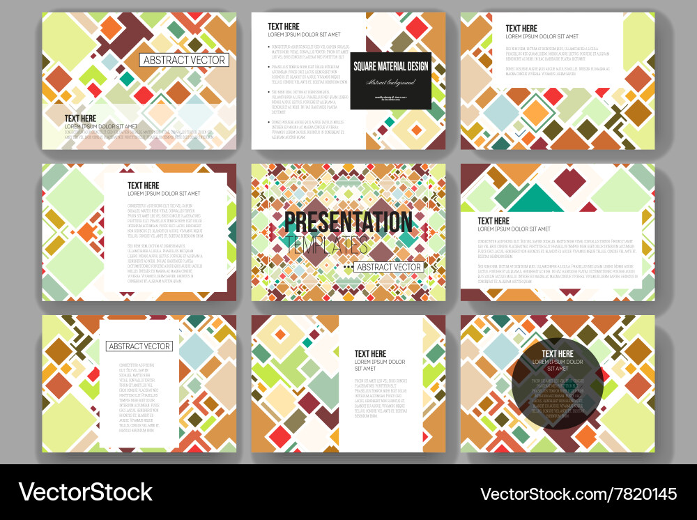 Set of 9 templates for presentation slides Vector Image