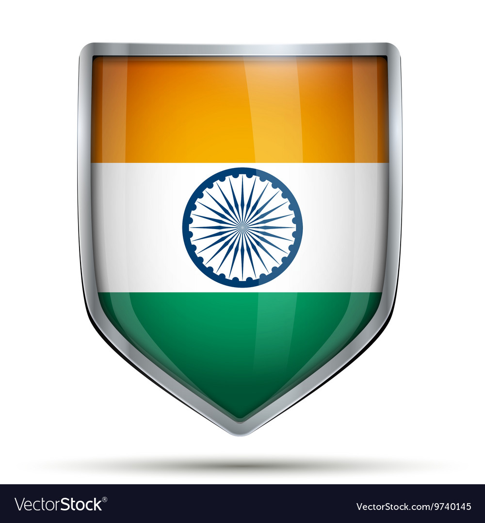 Shield with flag india Royalty Free Vector Image