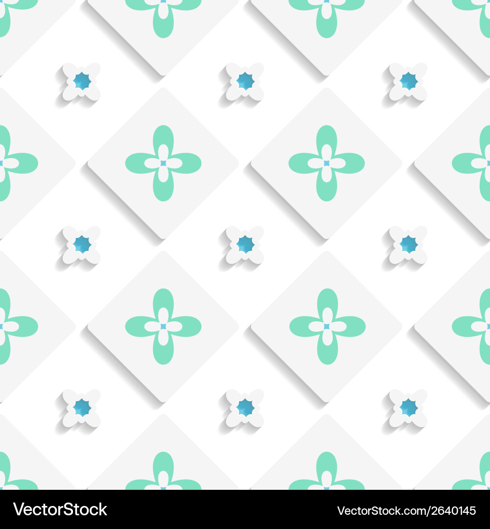 Square with green flowers tile ornament Royalty Free Vector