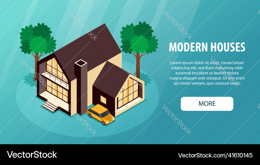 Suburban houses horizontal banner Royalty Free Vector Image
