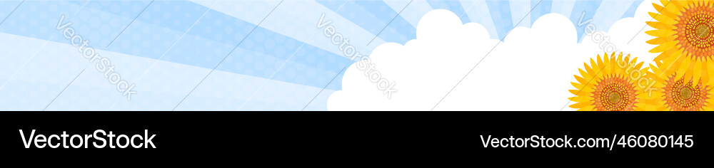 Summer sunflower and iridescent clouds 320x50 Vector Image