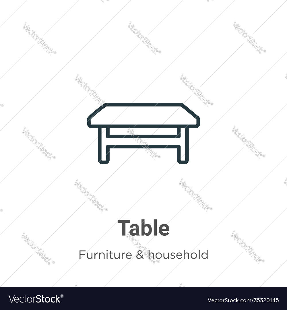 Table Outline Icon Thin Line Black Icon Royalty Free Vector