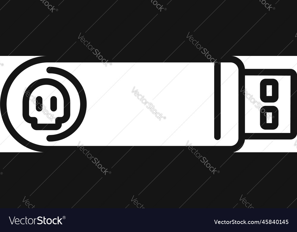 Usb virus data icon outline hacker error Vector Image