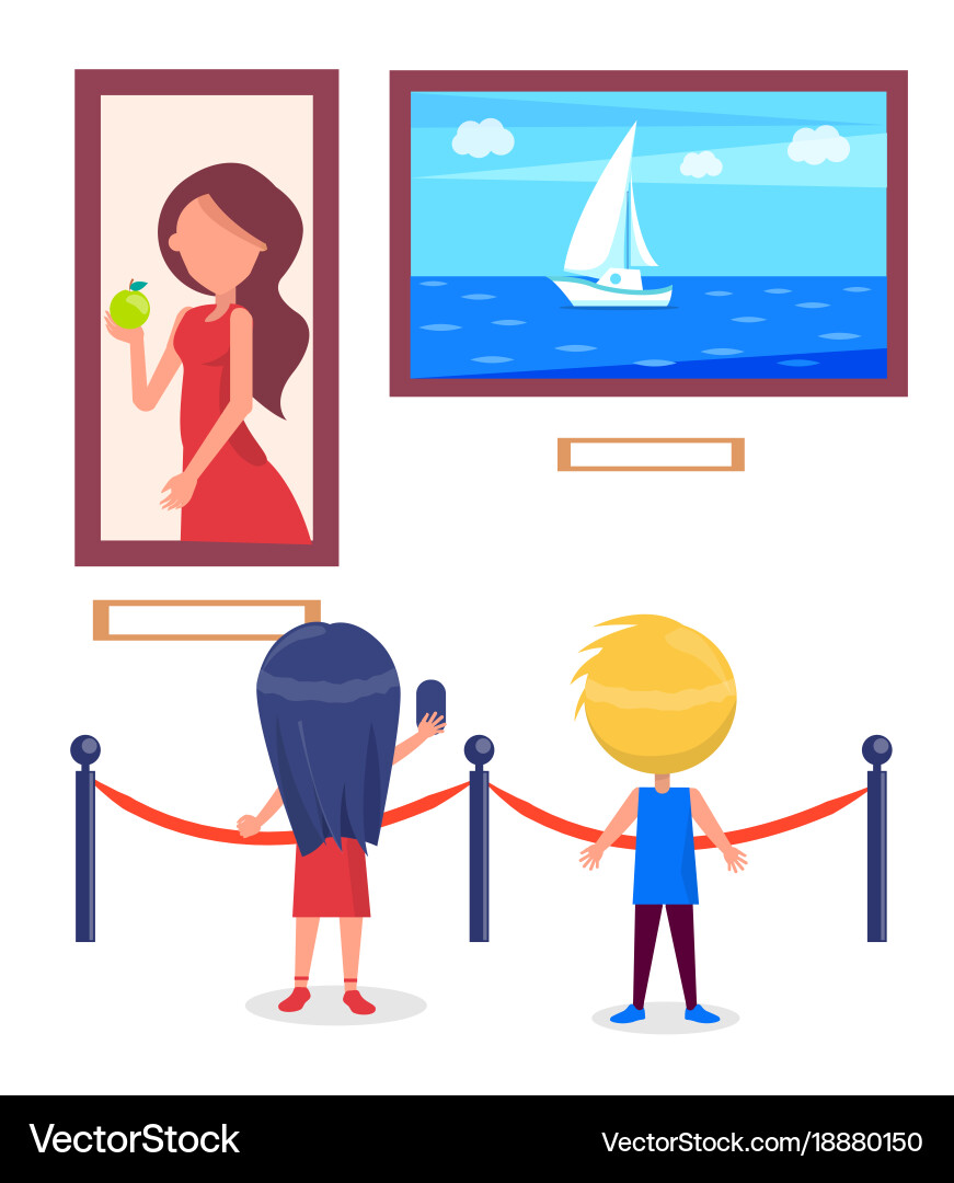 Art gallery excursion for school children Vector Image